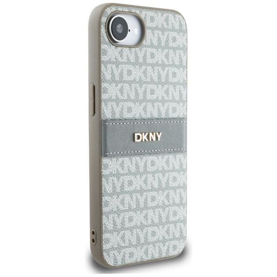 DKNY Repeat Texture Pattern with Tonal Stripe iPhone 16e Case - Beige ...